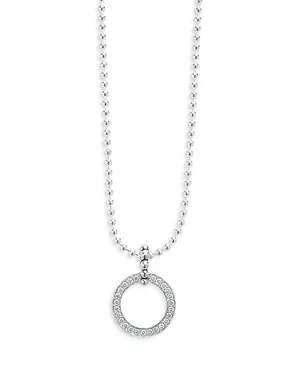 Lagos Sterling Caviar Spark Diamond Circle Pendant Necklace - Silver