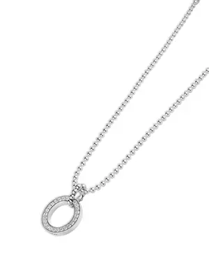Lagos Sterling Caviar Spark Diamond Circle Pendant Necklace