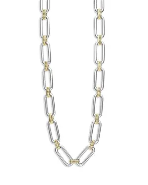 Lagos 18k Yellow Gold And Sterling Silver Caviar Link Necklace