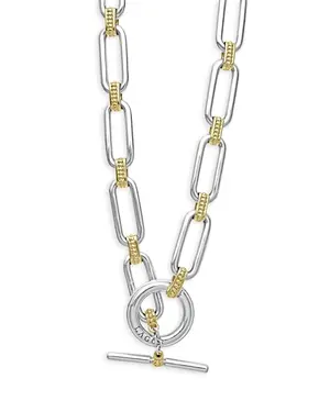 Lagos 18k Yellow Gold And Sterling Silver Caviar Link Necklace