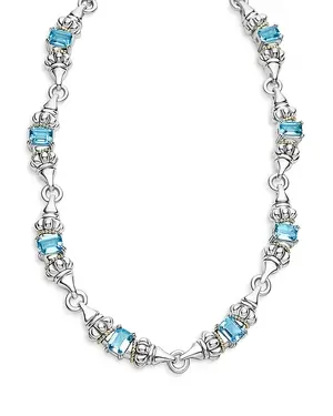 Lagos 18k Yellow Gold & Sterling Silver Topaz Collar Necklace - Silver/blue