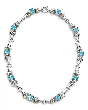 Lagos 18k Yellow Gold & Sterling Silver Topaz Collar Necklace - Silver/blue
