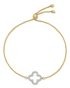 Bloomingdale'S Diamond Clover Bolo Bracelet - White/gold