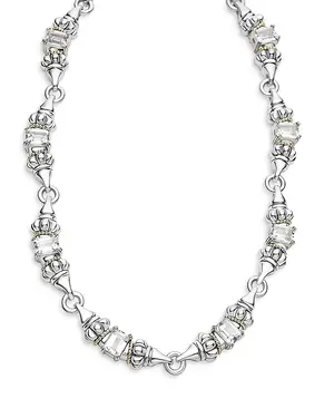 Lagos 18k Yellow Gold & Sterling White Topaz Collar Necklace - Silver