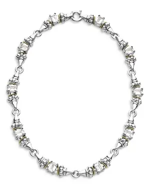 Lagos 18k Yellow Gold & Sterling White Topaz Collar Necklace - Silver
