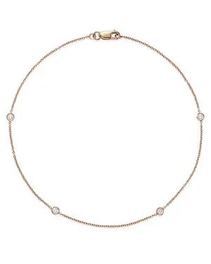 Bloomingdale'S Diamond Bezel Anklet In 14k Rose Gold - White/rose