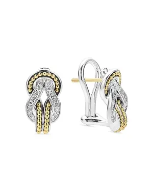 Lagos 18k Yellow Gold & Sterling Silver Newport Diamond Knot Earrings - Silver/gold