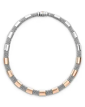 Lagos 18k Rose Gold & Sterling Silver High Bar Necklace - Silver/rose Gold