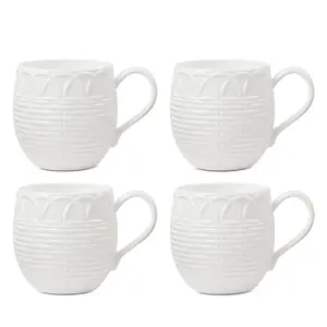 LENOX Wicker Creek Mugs, Set Of 4 - White