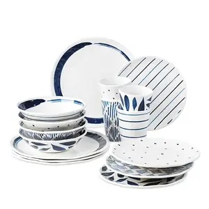 LENOX Blue Bay Melamine 16 Piece Dinnerware Set - White/blue