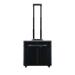 ALEON 17-inch Aluminum Wheeled Pilot Bag - Black