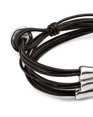 UNODE50 Trine Sterling -plated Leather Link Bracelet - Silver