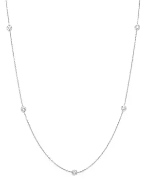 Bloomingdale'S Diamond Station Necklace - White Gold/white Diamonds