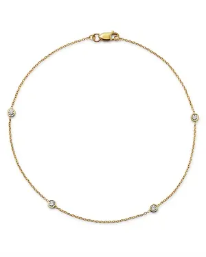 Bloomingdale'S Diamond Bezel Anklet In 14k Yellow Gold - White/gold