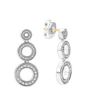 Lagos Sterling Caviar Spark Diamond Triple Circle Drop Earrings