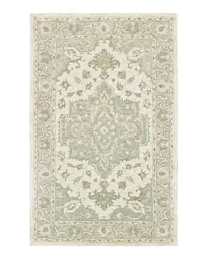 LR HOME Imperial Sunrise Medallion Area Rug, 93 X 117 - Sage/ Gray