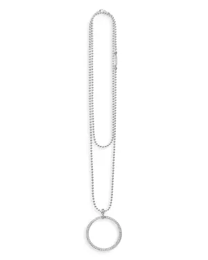 Lagos Sterling Caviar Spark Diamond Circle Pendant Necklace - Silver