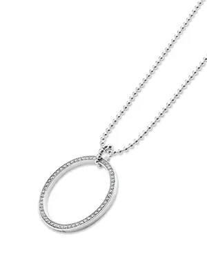 Lagos Sterling Caviar Spark Diamond Circle Pendant Necklace - Silver