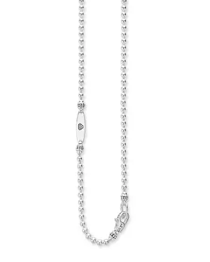 Lagos Sterling Caviar Spark Diamond Circle Pendant Necklace - Silver