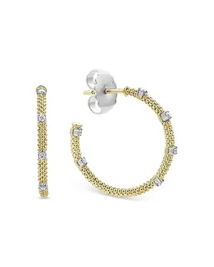 Lagos 18k Gold And Diamond Hoop Earrings - Gold/white