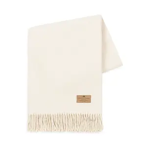 LANDS DOWNUNDER Juno Lambswool Cashmere Throw - Ecru/taupe