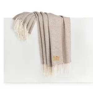 LANDS DOWNUNDER Juno Lambswool Cashmere Throw - Taupe