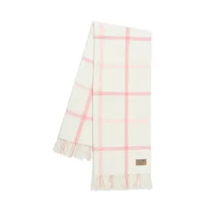LANDS DOWNUNDER Plaid Cotton Blend Throw Blush/pink Salt