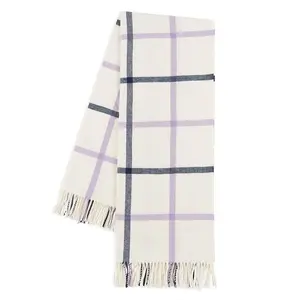LANDS DOWNUNDER Plaid Cotton Blend Throw Lilac/navy