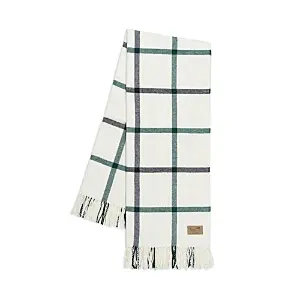 LANDS DOWNUNDER Plaid Cotton Blend Throw Pine/graphite