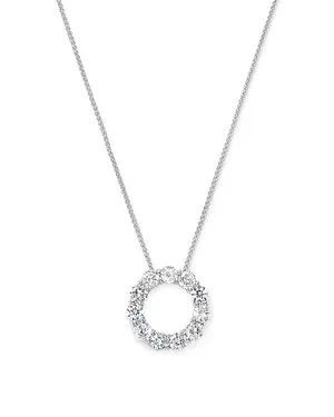 Bloomingdale'S Diamond Circle Pendant Necklace - White Gold/white Diamonds