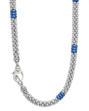 Lagos Sterling Silver Ceramic Rondelle Collar Necklace - Blue/silver