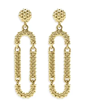 Lagos 18k Yellow Signature Caviar Superfine Long Drop Earrings - Gold