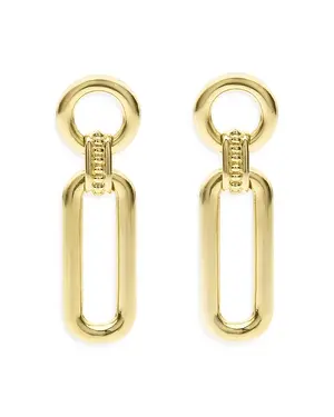 Lagos 18k Yellow Caviar Link Drop Earrings - Gold