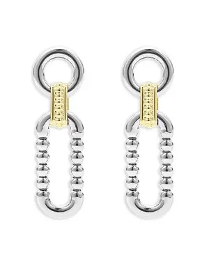 Lagos Signature Caviar Link Drop Earrings - Silver/gold