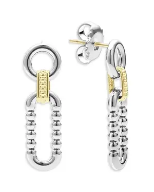 Lagos Signature Caviar Link Drop Earrings - Silver/gold