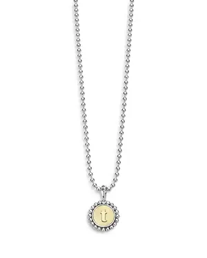 Lagos Sterling Silver And 18k Yellow Gold Initial Pendant Necklace - T