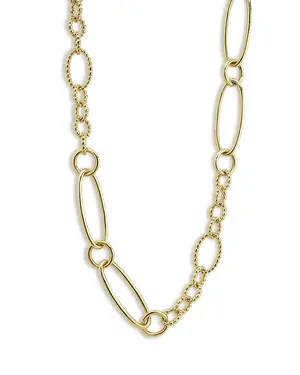 Lagos 18k Gold Signature Caviar Oval Link Chain Necklace - Yellow