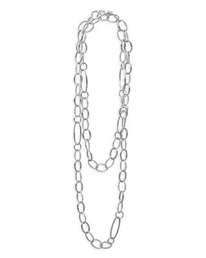 Lagos Sterling Signature Caviar Oval Link Chain Necklace - Silver