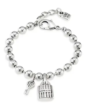 UNODE50 Sterling -plated Beaded Charm Bracelet - Silver