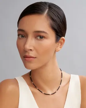 Lagos Black Caviar Ceramic Beaded Necklace - Black/silver