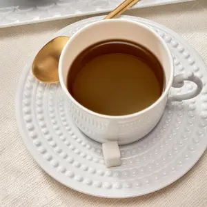 L'Objet Perlee Espresso Cup & Saucer - White