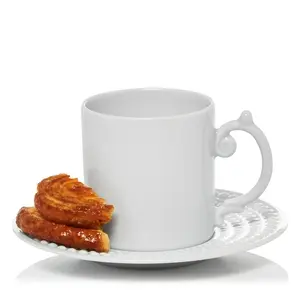 L'Objet Perlee Espresso Cup & Saucer - White