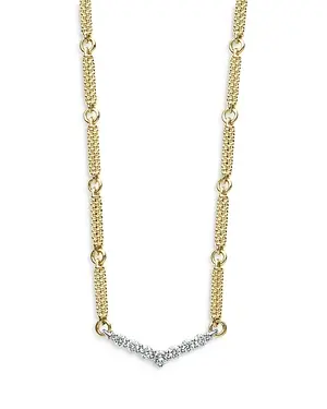 Lagos 18k Gold Diamond Chevron Link Necklace - White/gold