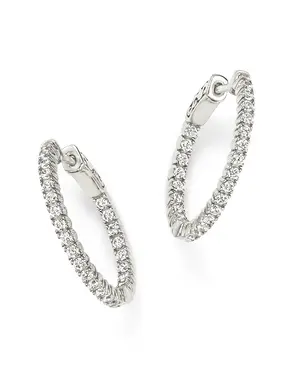 Bloomingdale'S 14k Gold Diamond Hoop Earrings, 1.0 Tcw - White