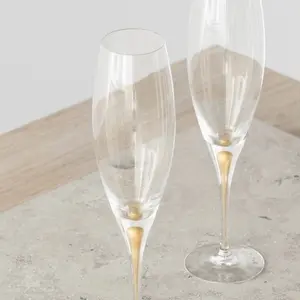 ORREFORS Intermezzo Gold Champagne Glasses, Set Of 2