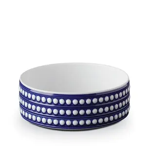 L'Objet Perlee Bleu Deep Serving Bowl, Medium - Blue/white