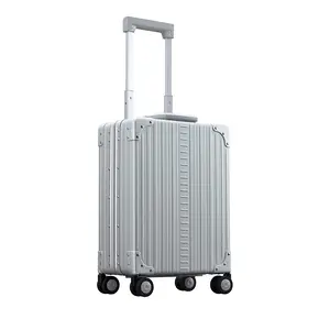 ALEON 20-inch Aluminum Vertical Spinner Carry On Suitcase - Silver