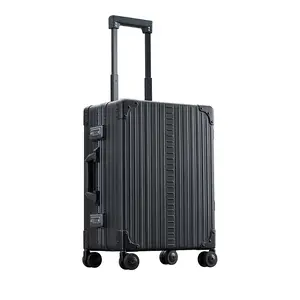 ALEON 21-inch Aluminum Carry-on Spinner Suitcase - Black