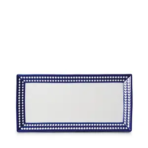 L'Objet Perlee Bleu 16 Rectangular Tray - Blue/white
