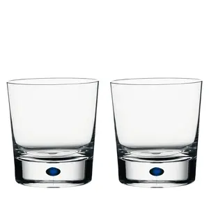ORREFORS Intermezzo Blue Set Of 2 Double Old Fashioned Glasses - Clear/blue